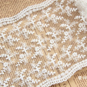 5 Yard 13cm 5.11" Wide Ivory Mesh Embroidery Lace Trim Ribbon ML25L71 ...