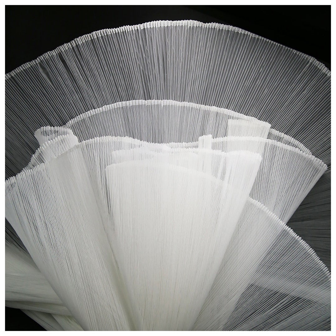Ivory Organ Pleated Hard Mesh Fabric Plisse Fabric Accordion Crimping ...