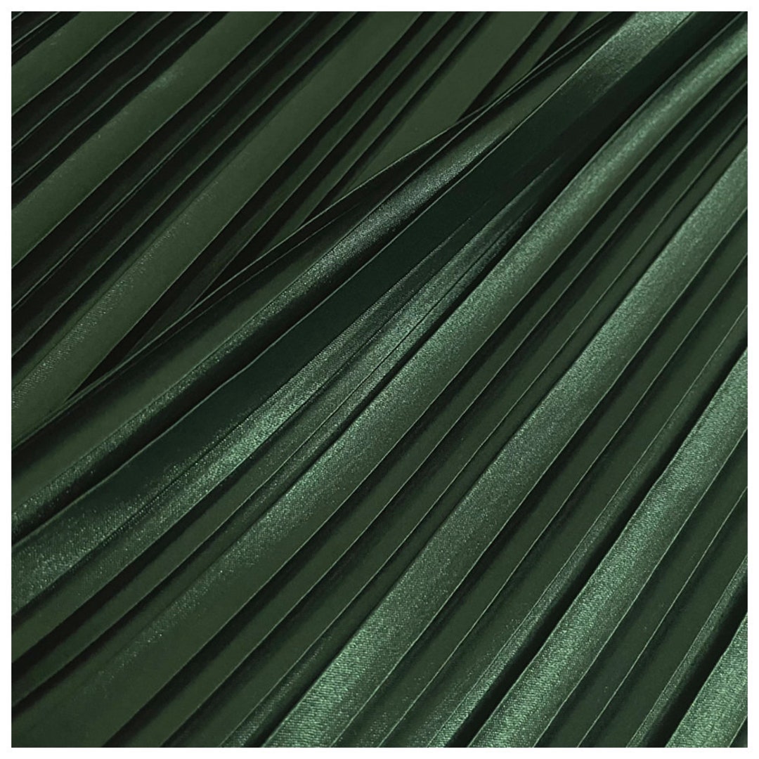 Green Satin Pleated Fabric Line Texture Stripe Accordion Plisse Fabric ...
