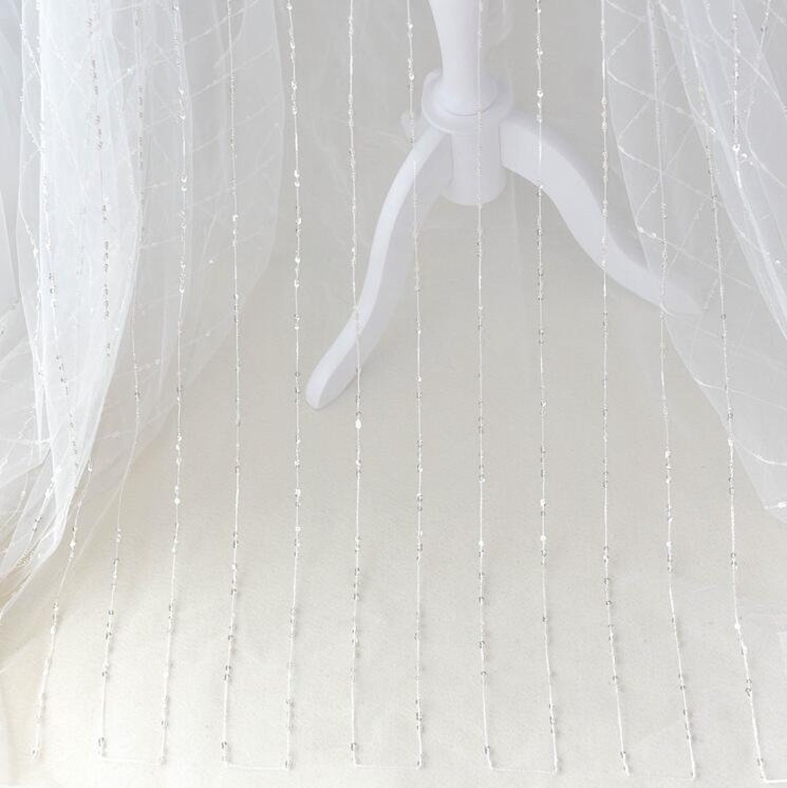 Lace Fabric 1 Meter White Soft Mesh Tulle Nail Bead Sequins - Etsy