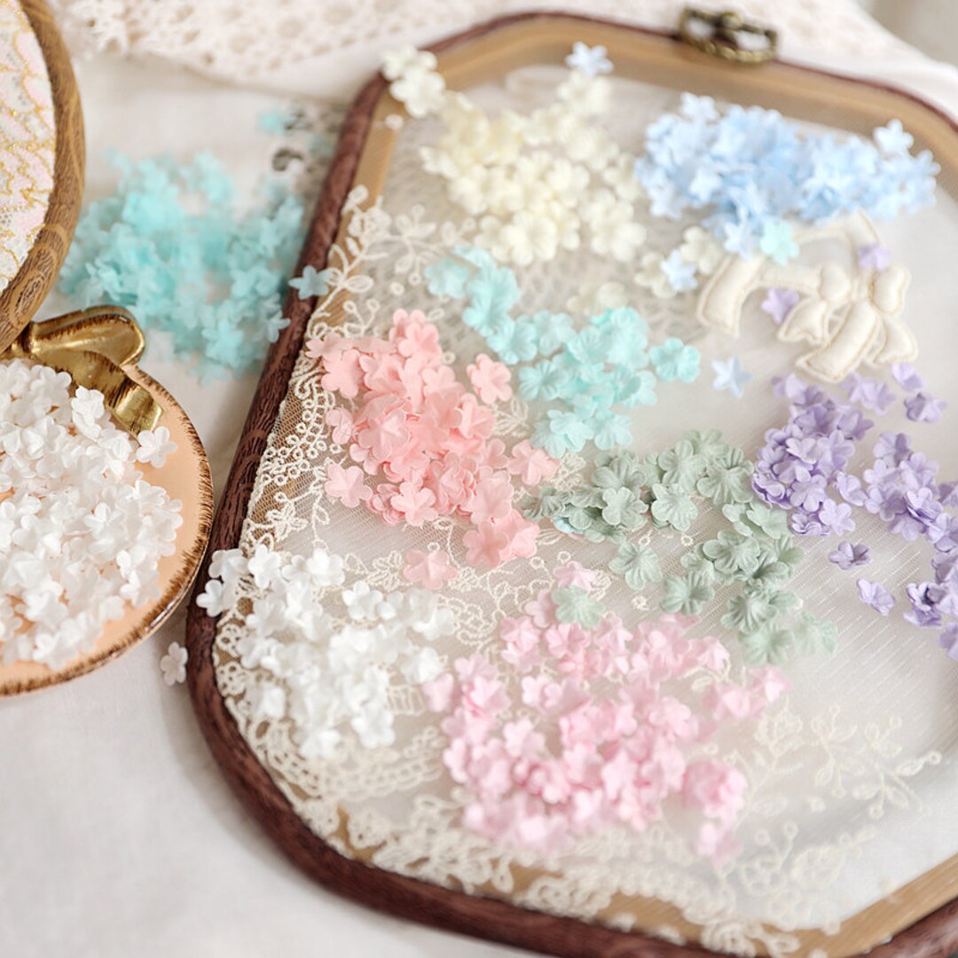 200pcs Ivory Pink Blue Purple Red Craft Flower Appliques Patches ...