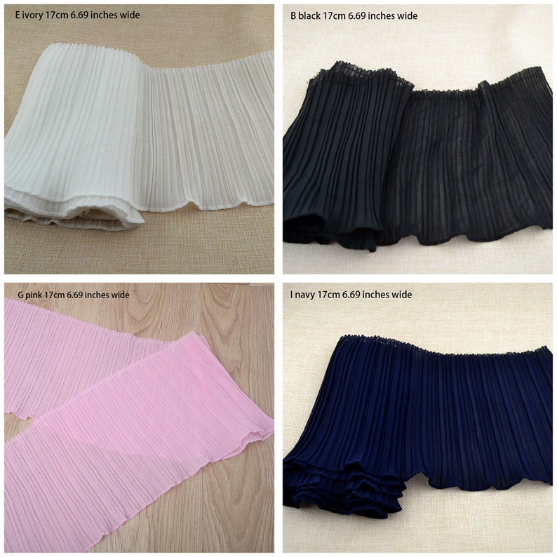 Pleat Lace Trim 3 Meters Ruffled Crumple Chiffon Pleated Fabric Ribbon ...