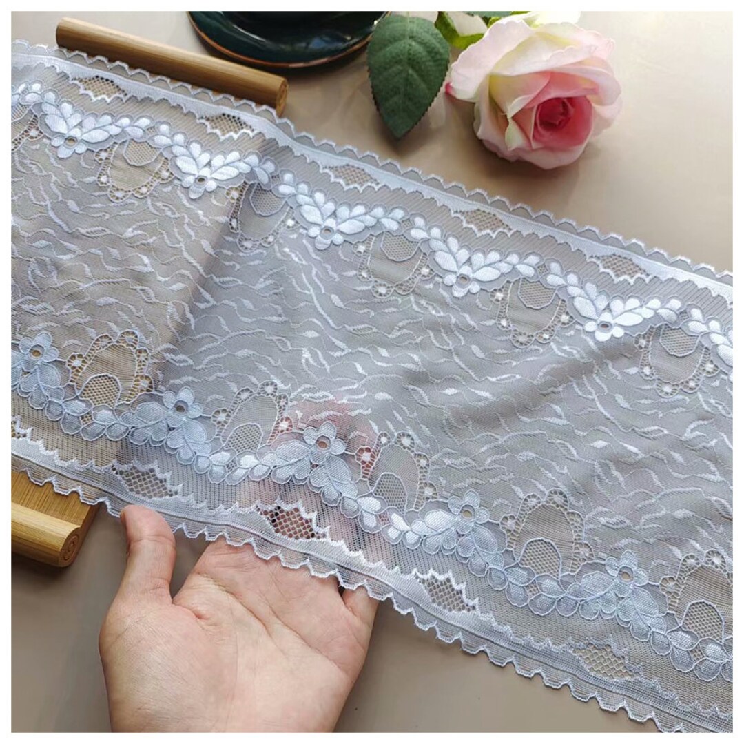 Elastic Lace Trims 5 Meters Light Blue Stretchy Lace Trim Ribbon Fabric ...