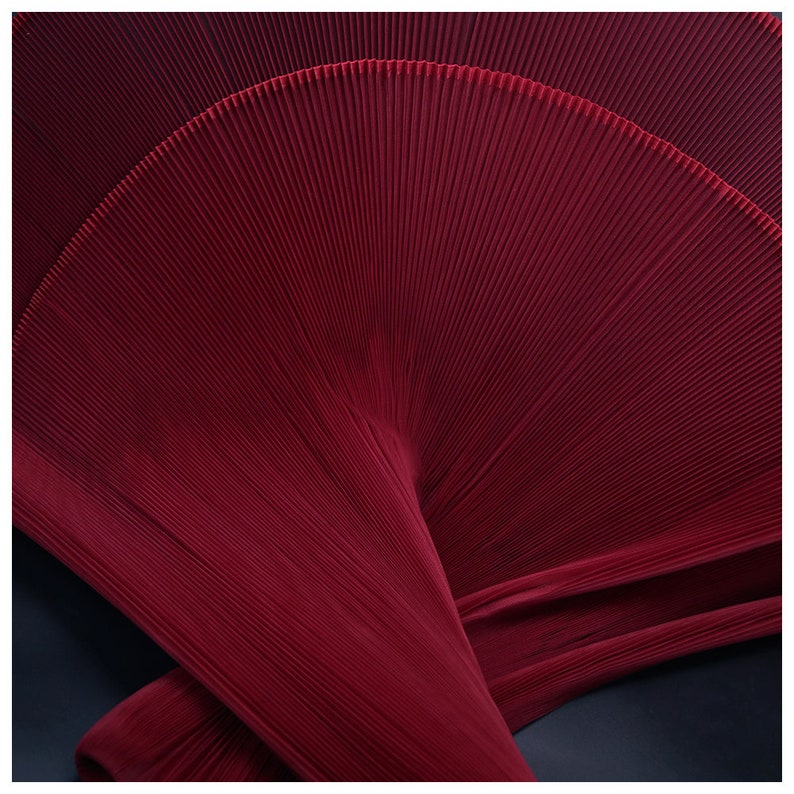 Wine Red Organ Pleated Hard Mesh Fabric Plisse Fabric Accordion ...