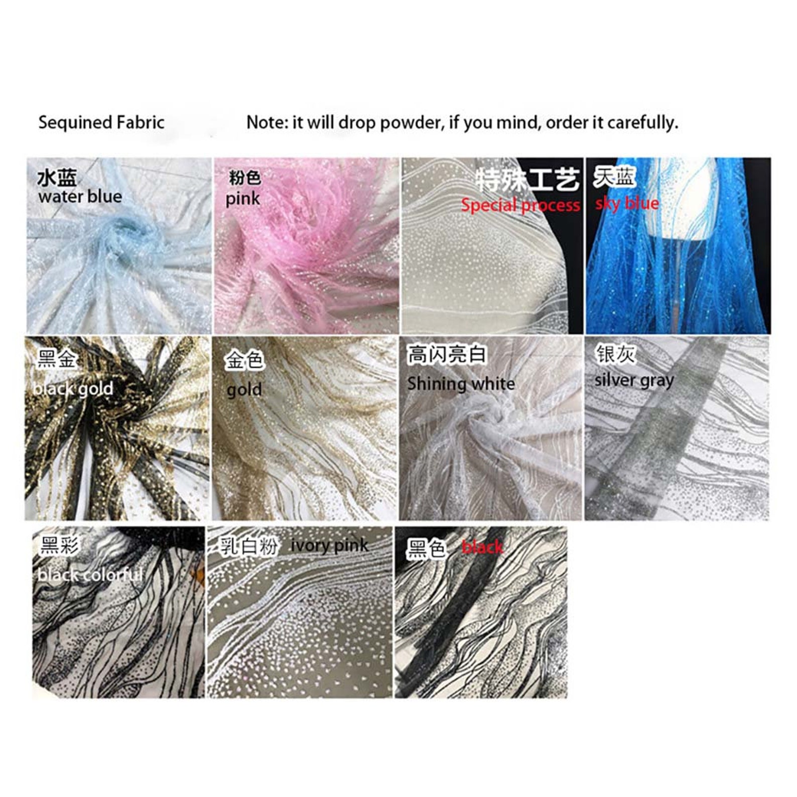 Tulle Sequined Fabric 1 Meters Gold Wavy Corrugated Ironing Powder Mesh ...
