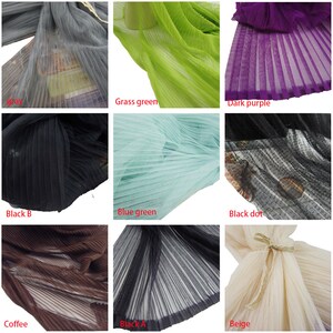 Grass Green Ruffle Pleated Mesh Fabric Crinkle Accordion Pleated Tulle ...