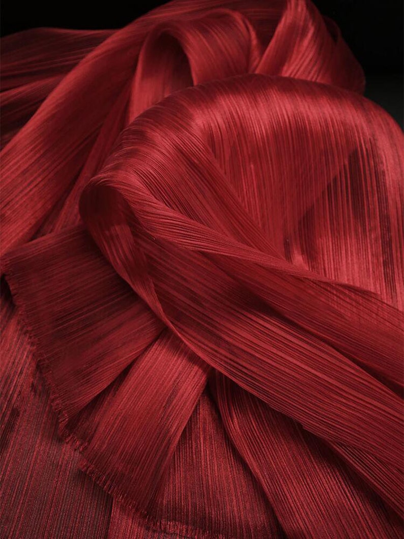 Ivory Pleated Organza Fabric Plisse Fabric Accordion Crimping Wrinkle ...