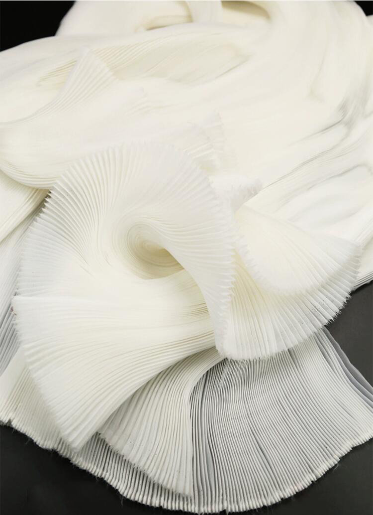 White Pleated Organza Fabric Plisse Fabric Accordion Crimping Wrinkle ...