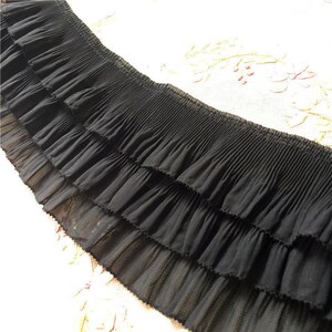 Black White 4 Meters 12CM 4.72" Width Ruffled Pleated Crumple Three ...