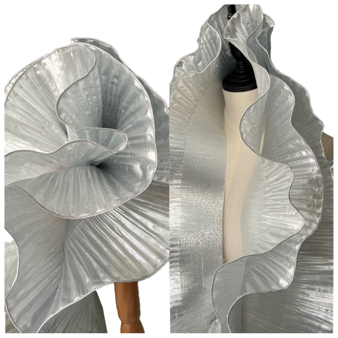 Silver Ivory Pleat Lace Trim 3 Meters Stiff Ruffled Trims Crumple ...