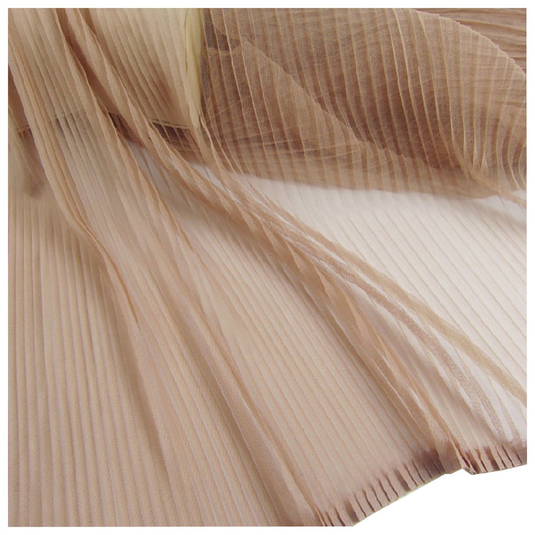 Khaki Ruffle Pleated Mesh Fabric Crinkle Accordion Pleated Tulle Fabric ...