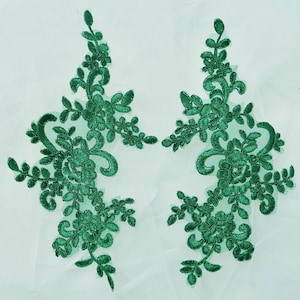 Appliques 20 Pcs Green Flower Embroidery Lace Patches Wedding Dress ...