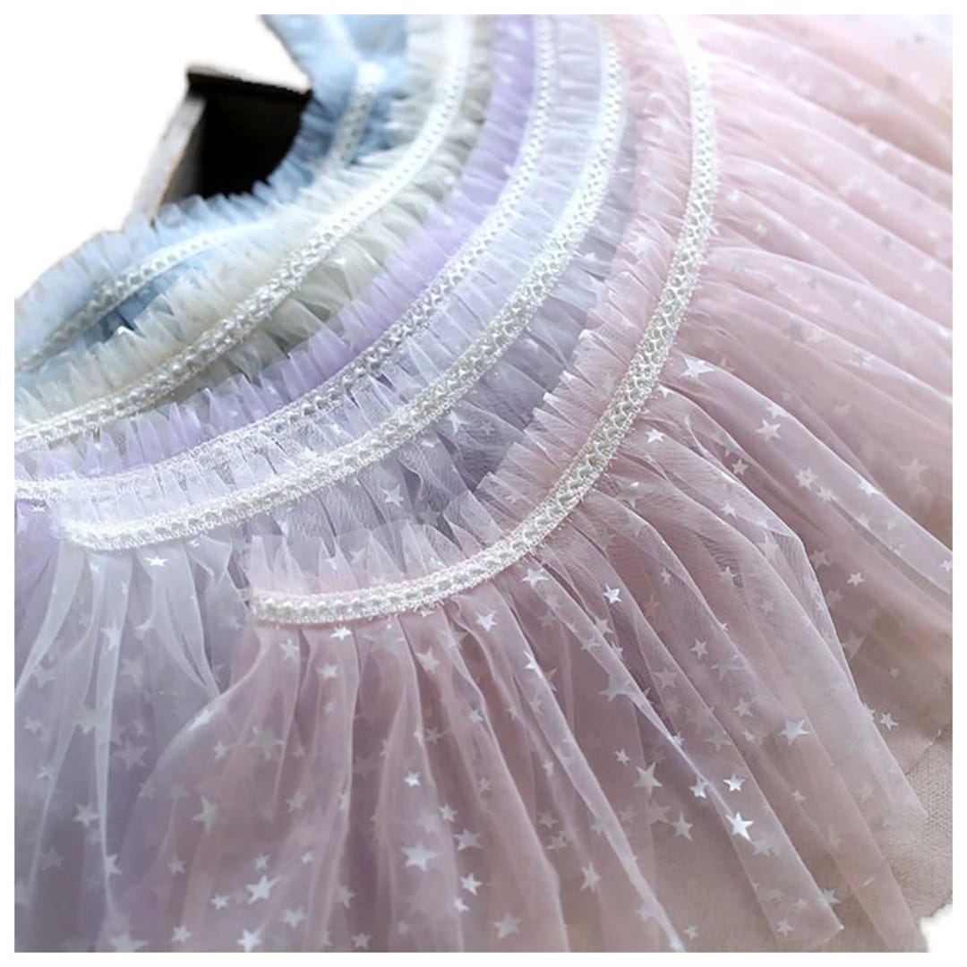 2 Meter Double-layer Star Ruffled Lace Printed Mesh Lace Trim Fabric ...
