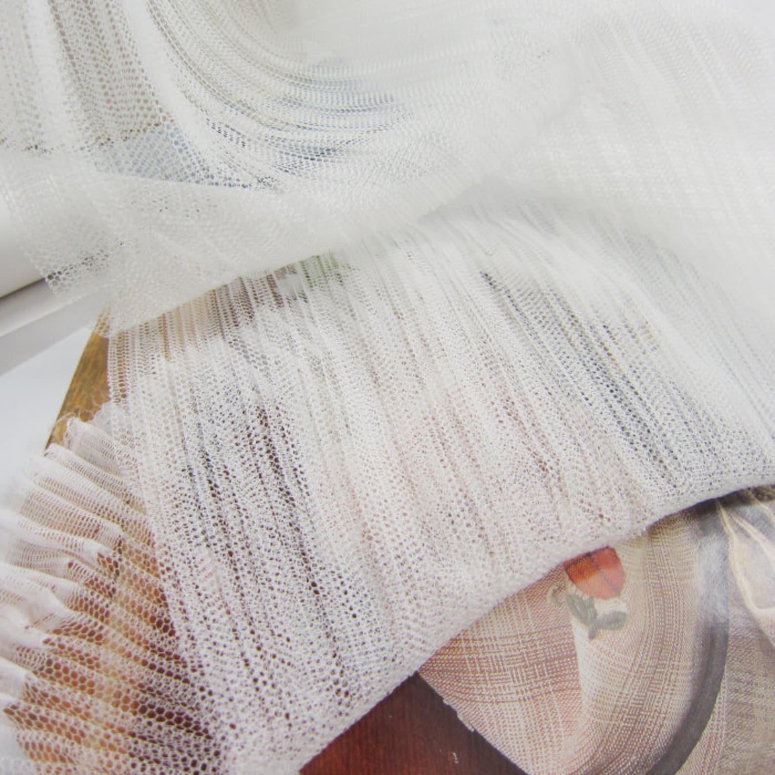5 Meters 155CM 61 Wide white pleated mesh tulle fabric | Etsy
