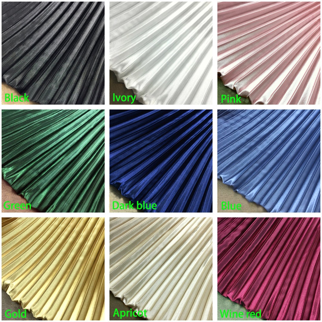 Multicolor Pleated Fabric Crumple Accordion Pleated Faux Silk Satin ...
