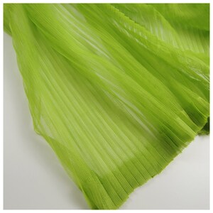 Grass Green Ruffle Pleated Mesh Fabric Crinkle Accordion Pleated Tulle ...