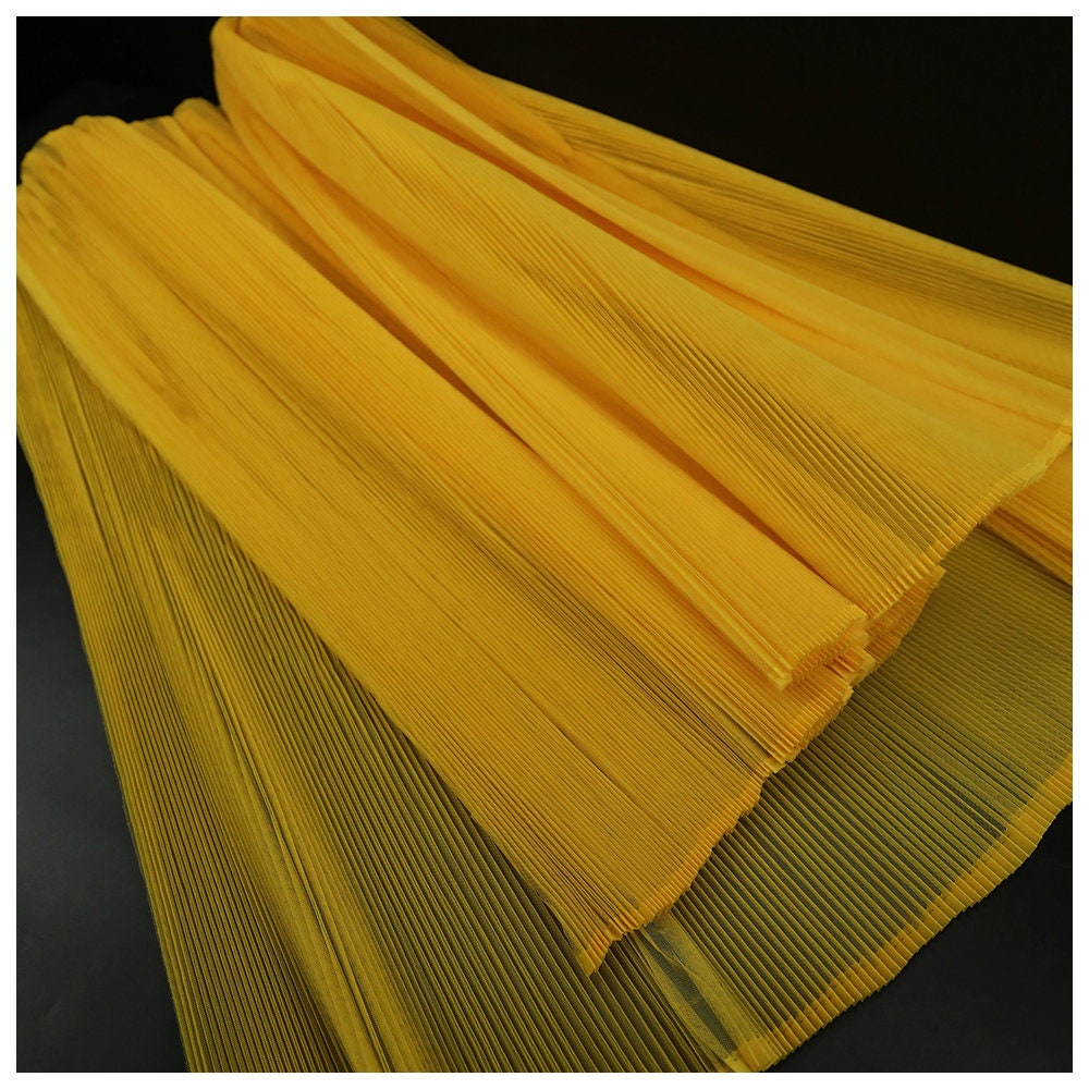 Apricot Yellow Organ Pleated Hard Mesh Fabric Plisse Fabric Accordion ...