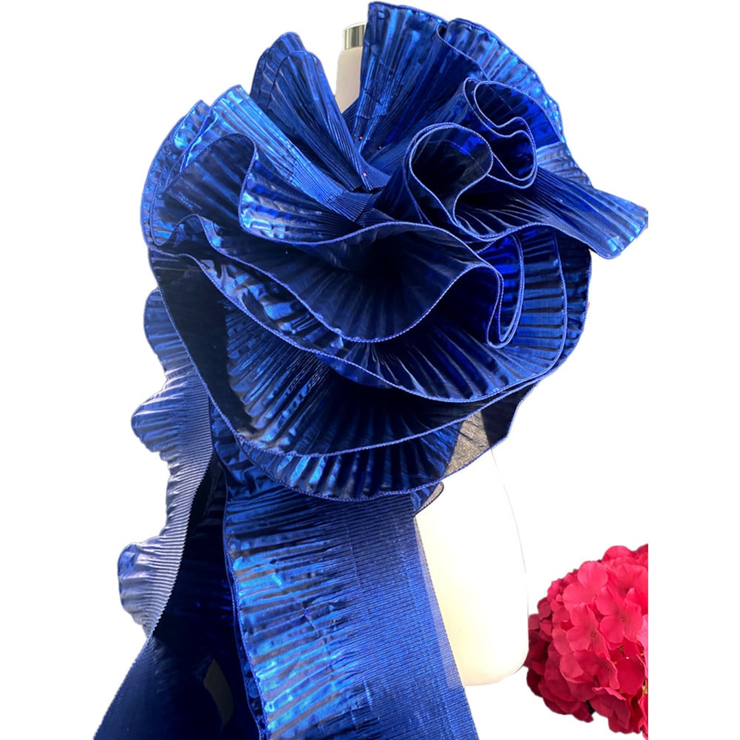 Royal Blue Pleat Lace Trim 3 Meters Stiff Ruffled Trims Crumple Pleated ...