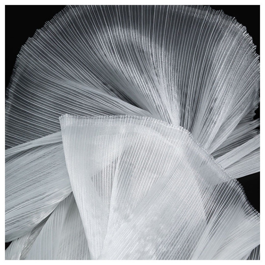 Ivory Pleated Organza Fabric Plisse Fabric Accordion Crimping Wrinkle ...