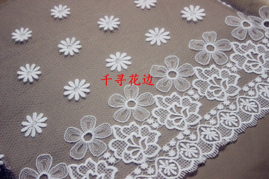 5 Yard 44cm 17.32 Wide Ivory Mesh Embroidery Tapes Lace Trim Ribbon ...