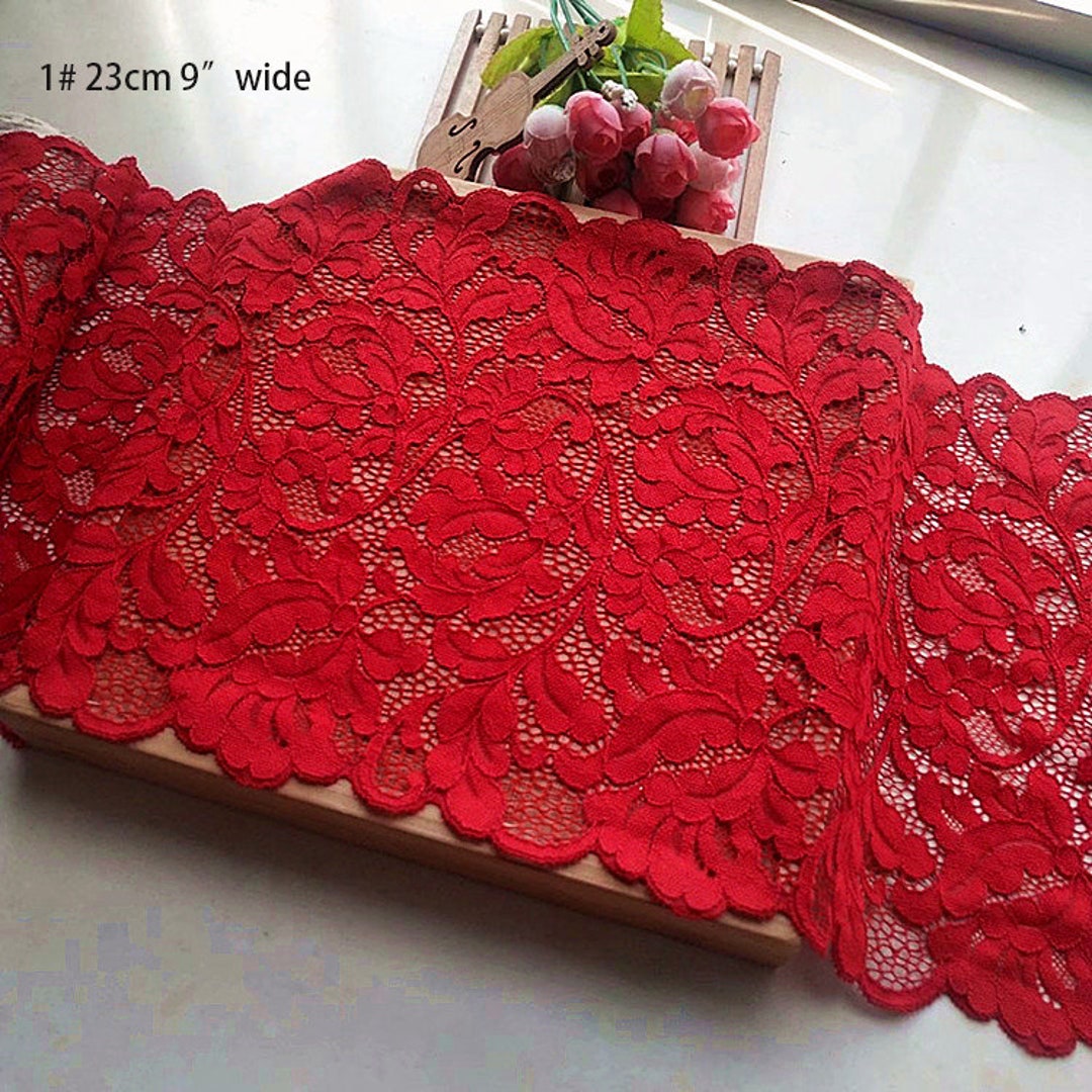 Elastic Trims 5 Meters Red Stretchy Lace Trim Ribbon Fabric Bra ...