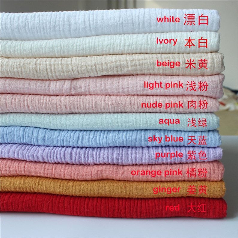 2 Meter 135cm 53" Double Layer Cotton Crepe Fabric Cloth Baby Clothes ...