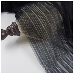 Black Ruffle Pleated Mesh Fabric Crinkle Accordion Pleated Tulle Fabric ...