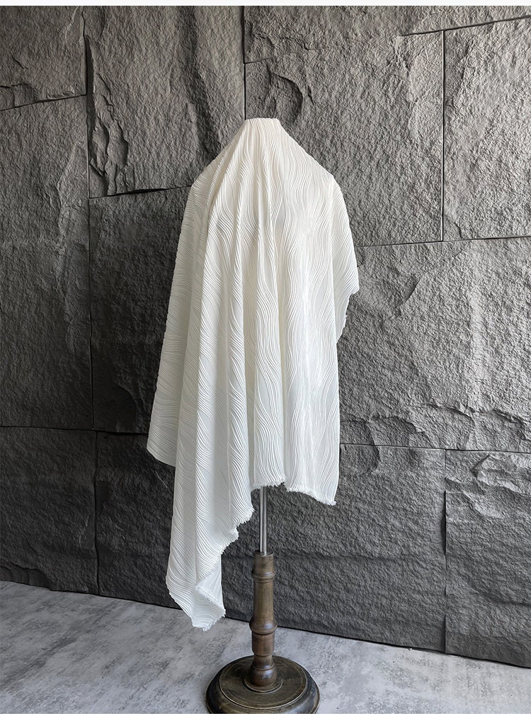 1 Meter Stretch Fabric Line Texture Ivory Black Elastic 3D Stripe ...