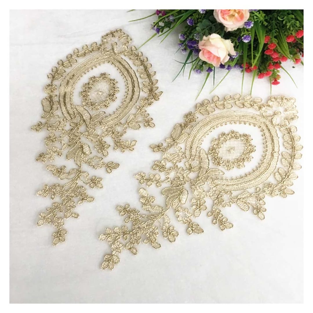 Gold Patches 10 PCS Bridal Wedding Embroidery Flower Appliques for ...