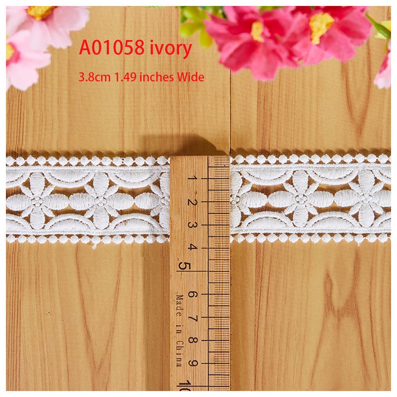 10 Yard White Cotton Embroidery Lace Trims Water Soluble Lace Trimmings ...