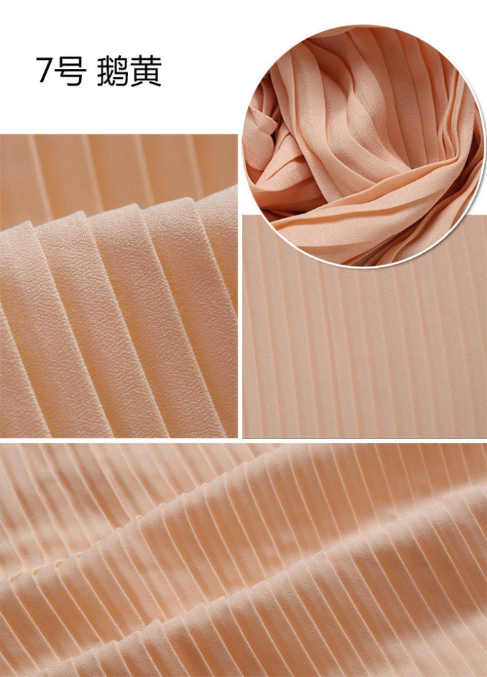 2 Meters 150cm 59" Width Crumple Accordion Pleated Chiffon Fabric Pearl ...