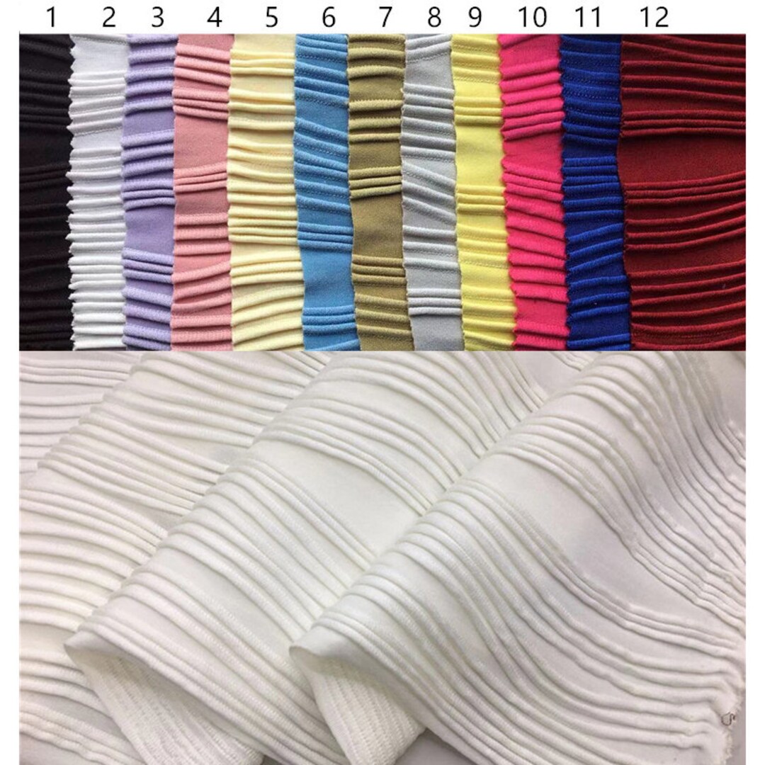 1 Meter Stretch Fabric Line Texture Ivory Black Gray Elastic 3D Stripe ...