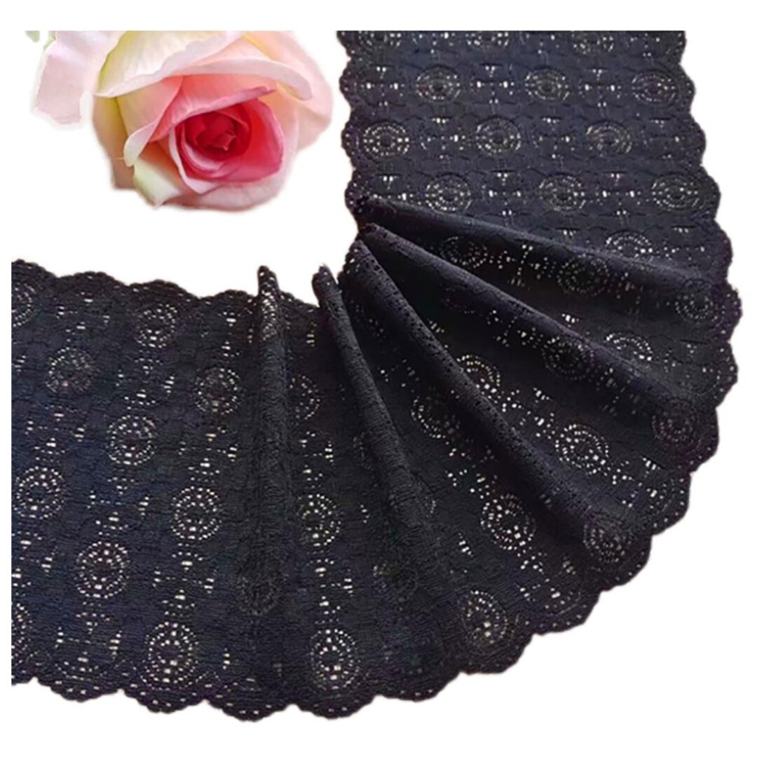 Elastic Trims 5 Meters Black Stretchy Lace Trim Ribbon Fabric Bra ...