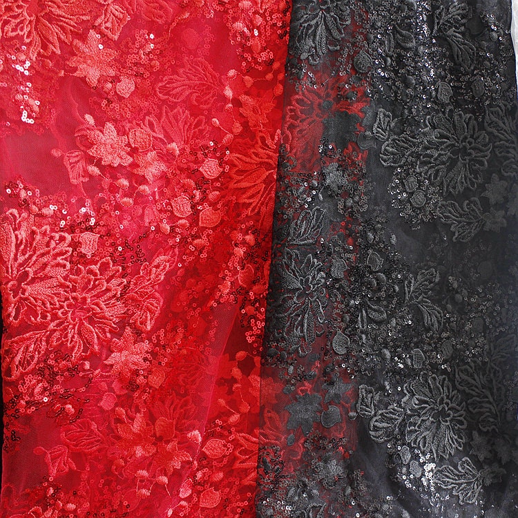 1 meters 135cm 53 wide red black ivory sequins mesh | Etsy