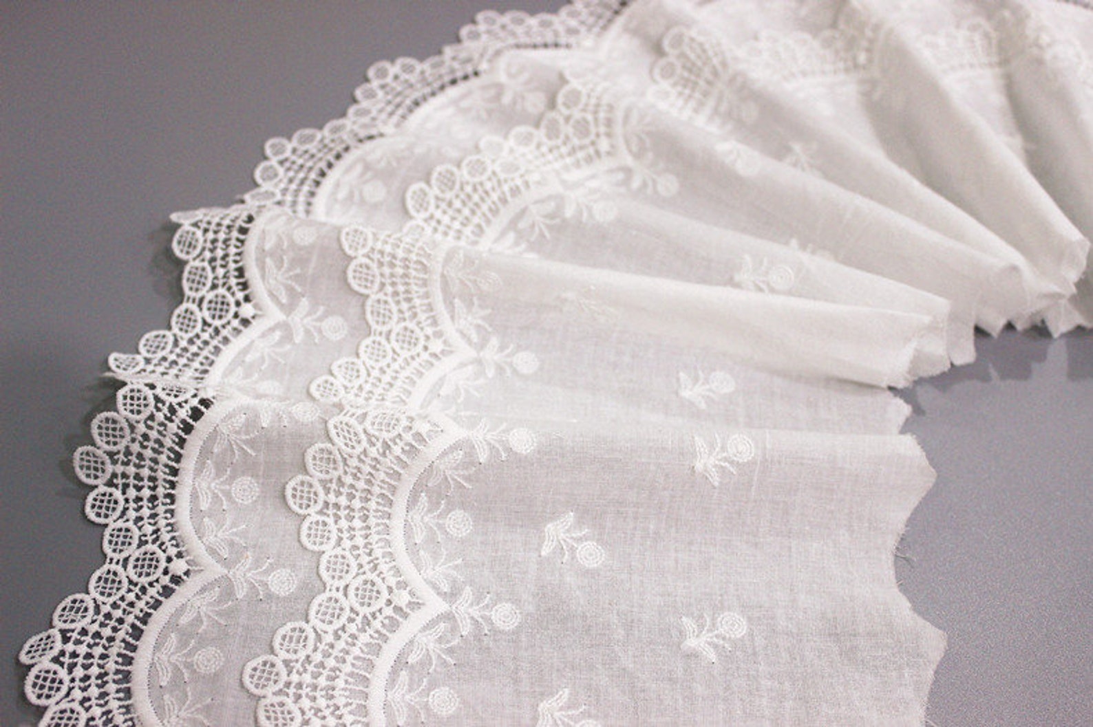 Lace Trim 3 Yard Ivory Cotton Cloth Milk Silk Embroidery - Etsy