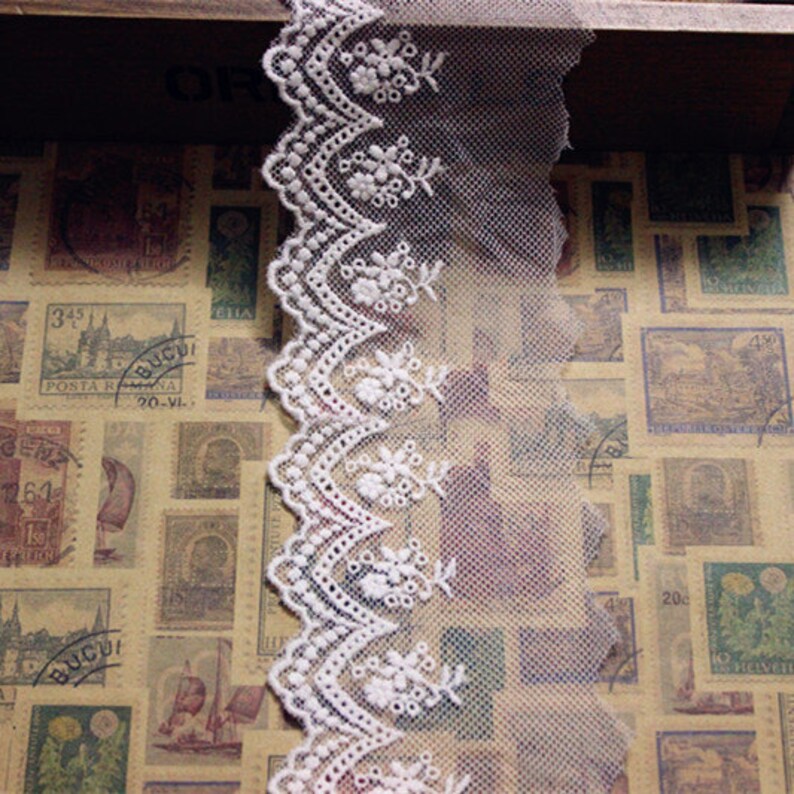 10 Yards Width 6.5cm 2.55 White Beige Mesh Embroidery - Etsy