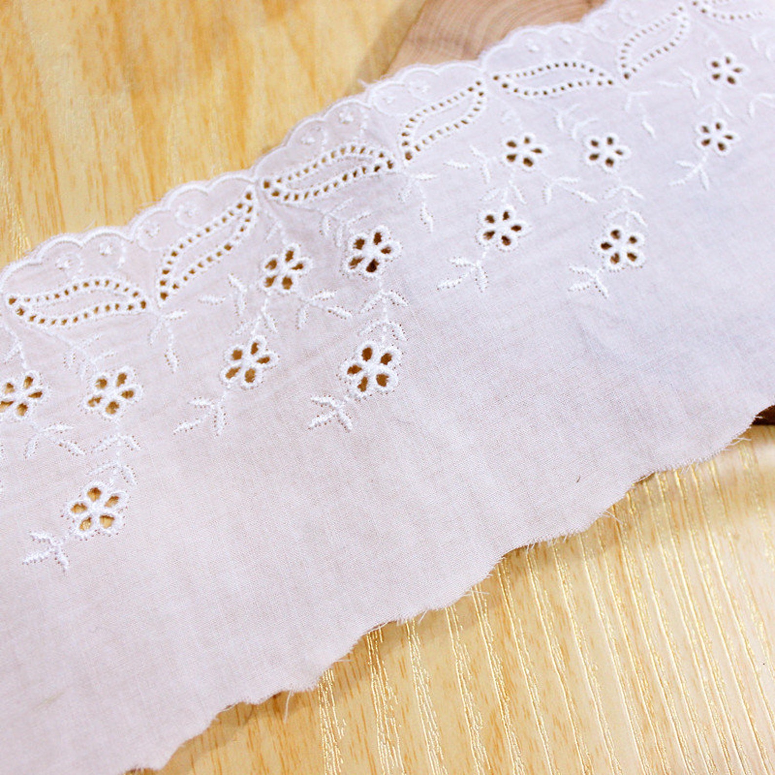 Encaje Trim 5 Yard Blanco Algodón Tela Rayon Bordado Cintas | Etsy