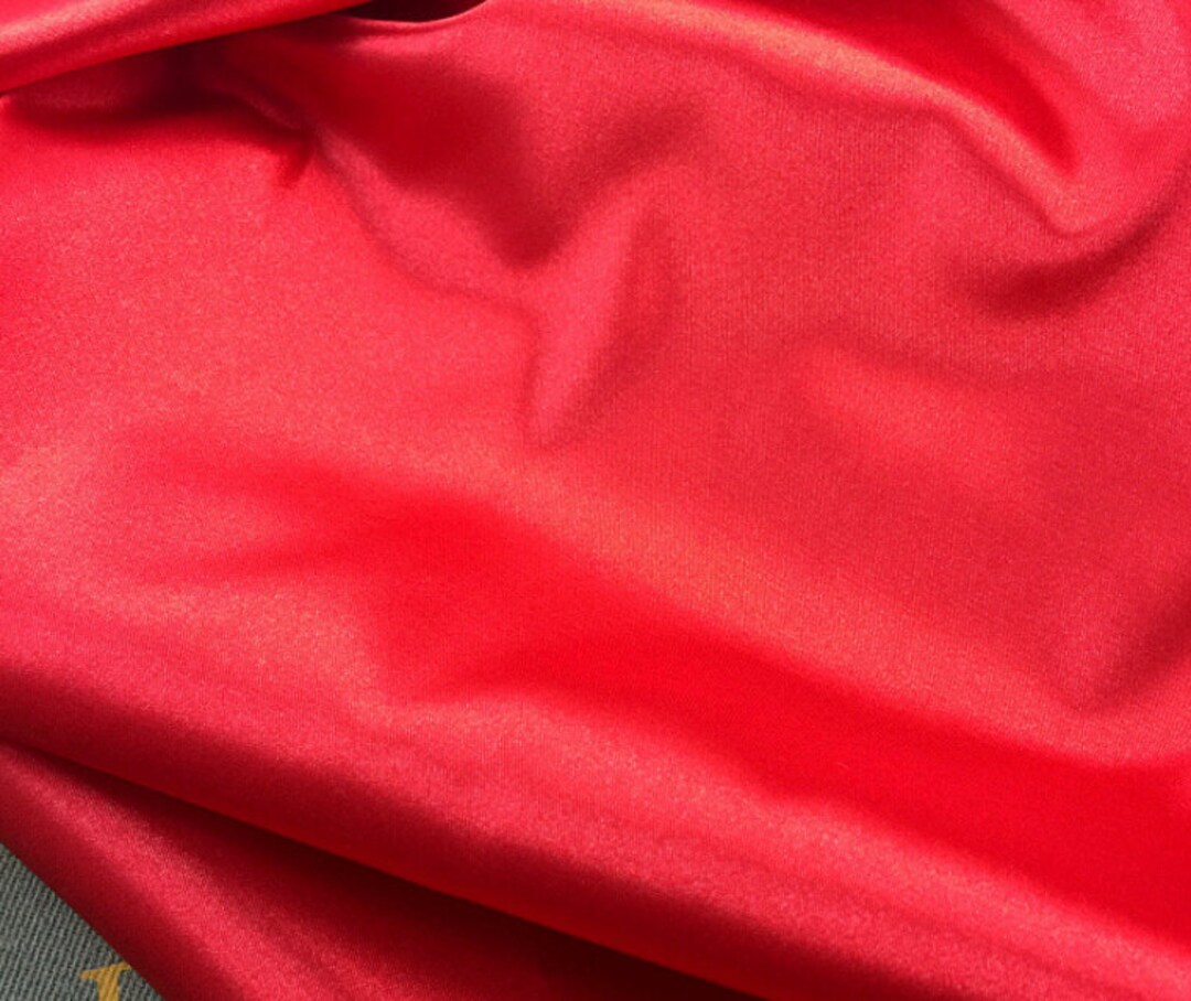 3 Meters 145cm 57" Width Red Faux Silk Satin Fabric for Pajamas Sewing ...