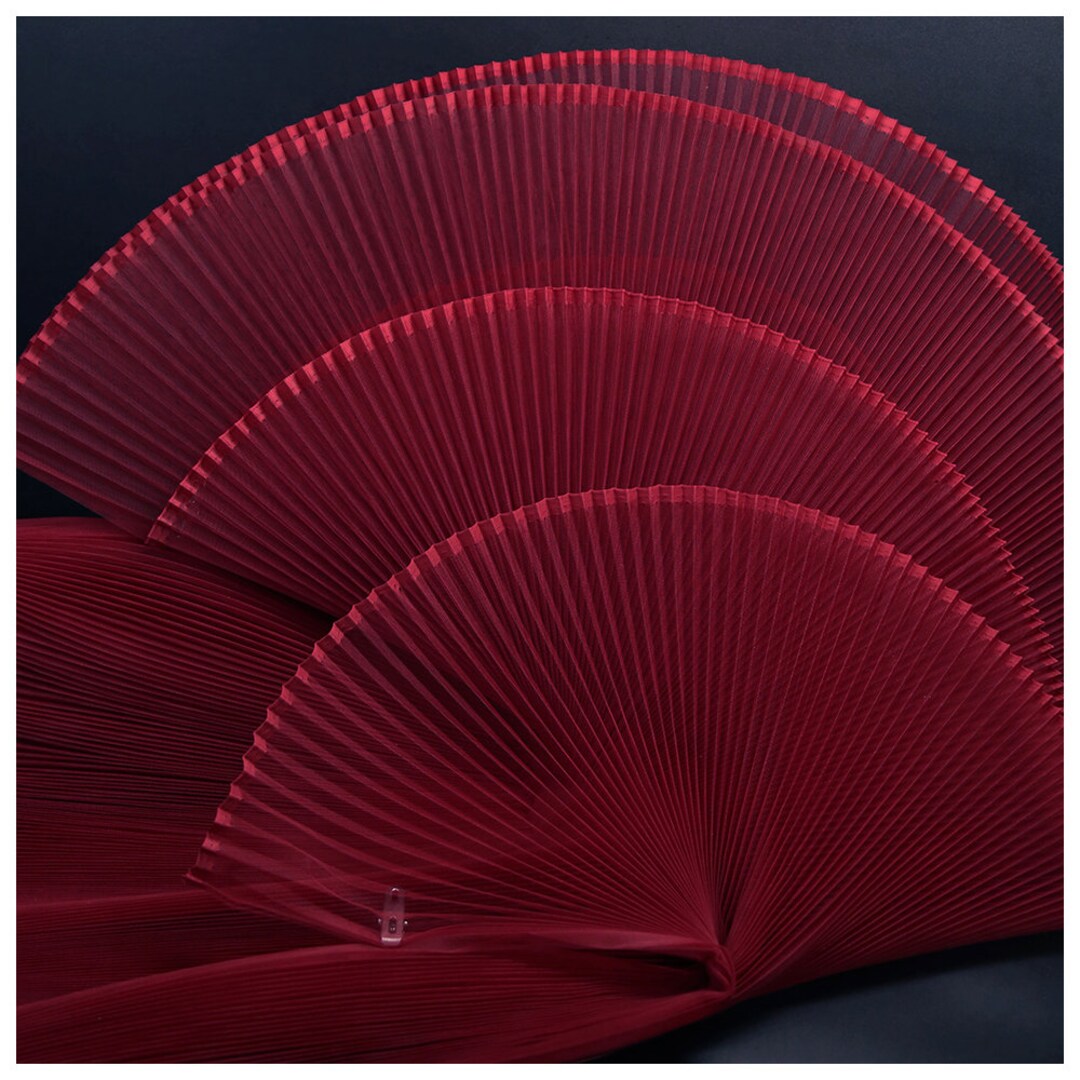 Wine Red Organ Pleated Hard Mesh Fabric Plisse Fabric Accordion ...