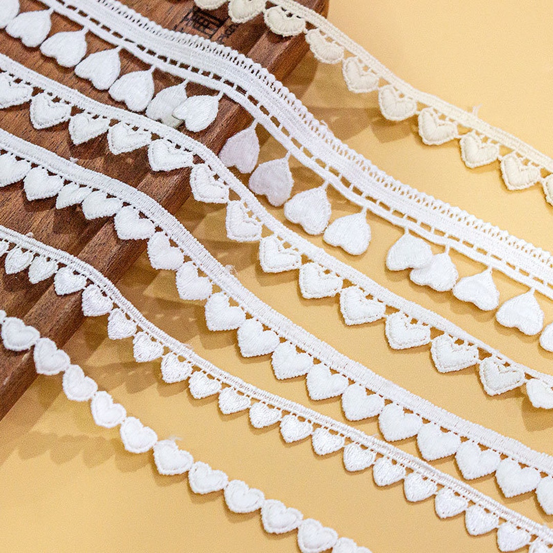 Cotton Lace Trims 20 Yard DIY Craft Delicate Ribbon Love Heart Edge ...