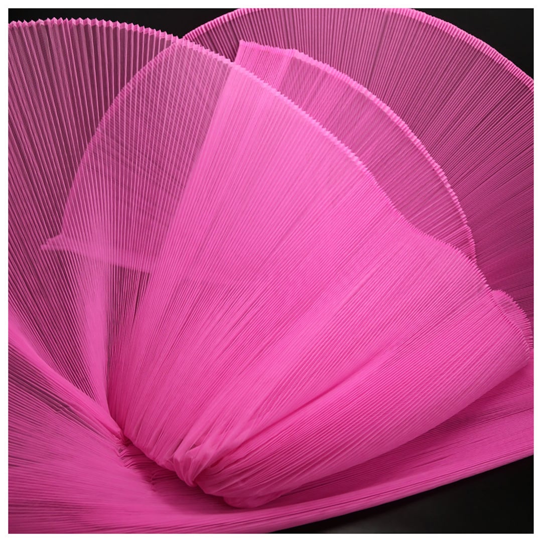 Pink Organ Pleated Hard Mesh Fabric Plisse Fabric Accordion Crimping ...
