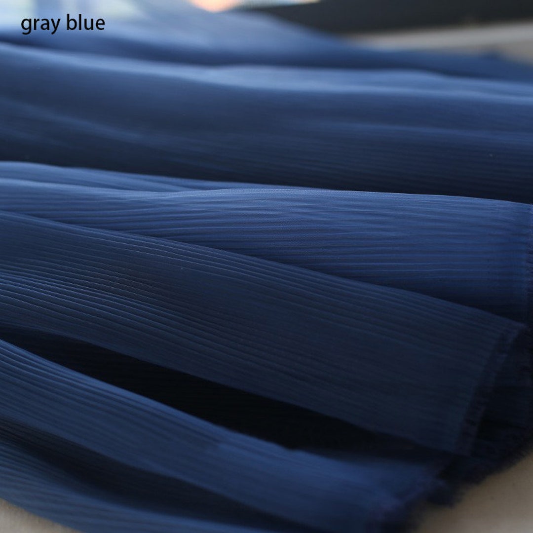 Organ Fine Pleated Organza Fabric 1 Meter Blue Sheer Mesh Tulle DIY ...