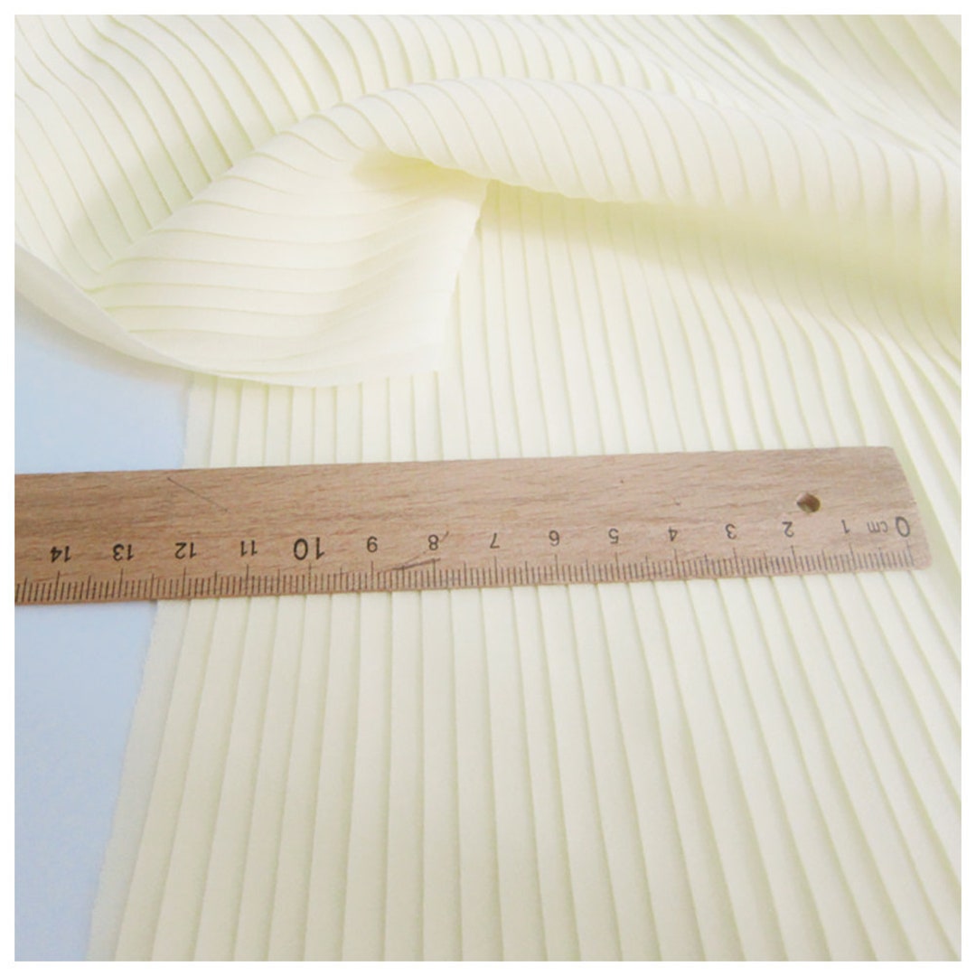 Light Yellow Ruffle Organ Pleated Pearl Chiffon Fabric Plisse Fabric ...