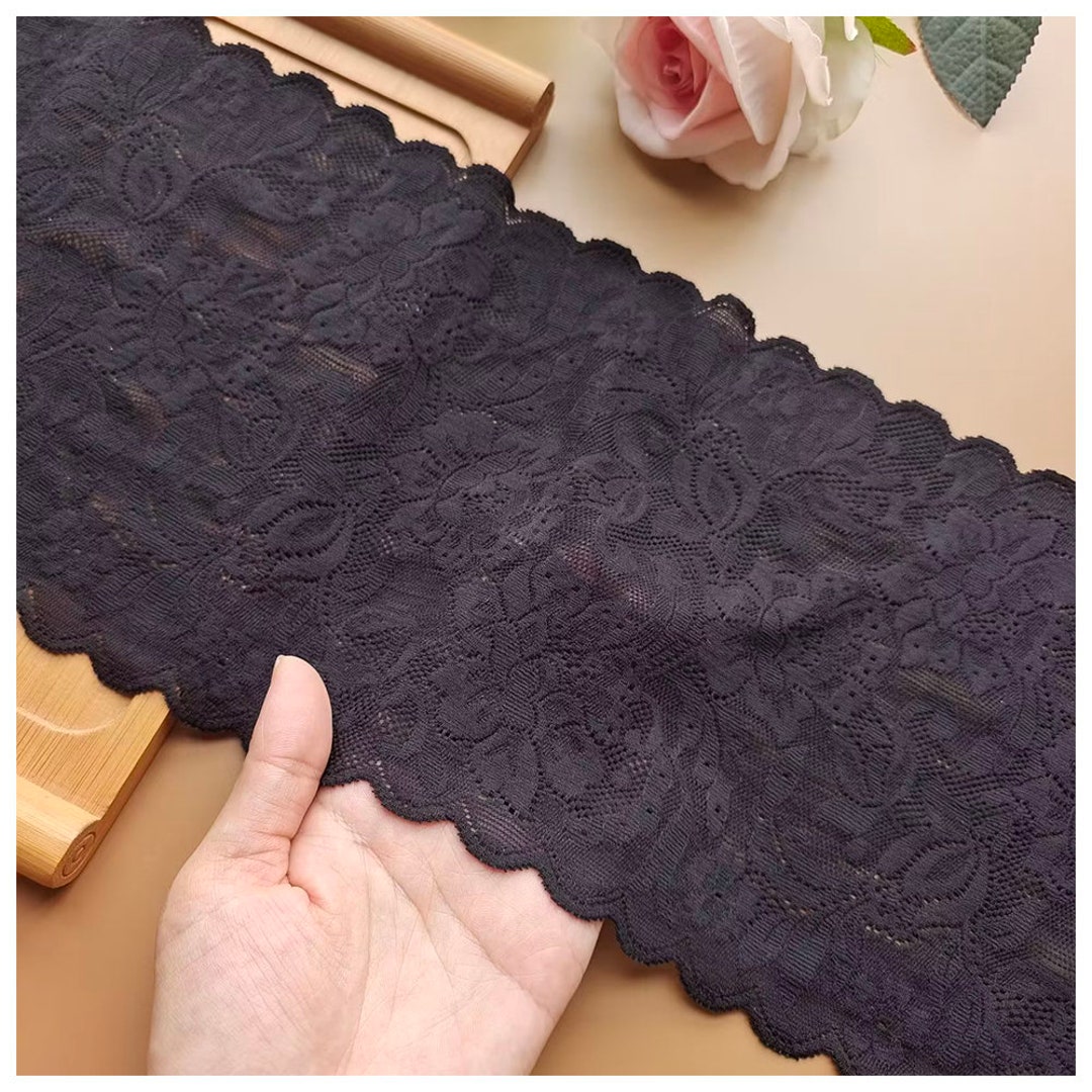 Black Elastic Lace Trims 5 Meters Stretch Lace Fabric Ribbon Bra ...