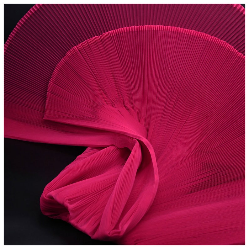 Rose Red Organ Pleated Hard Mesh Fabric Plisse Fabric Accordion ...