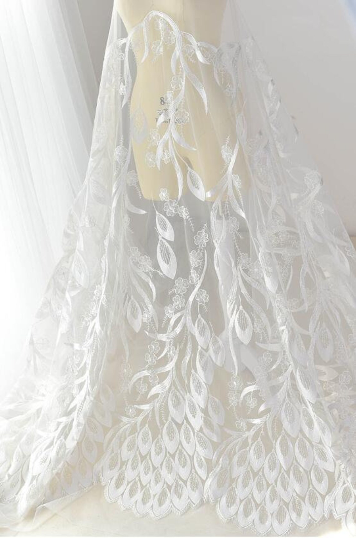 Lace Fabric 1 Meter Ivory Mesh Tulle Peacock Feather Eyelash - Etsy