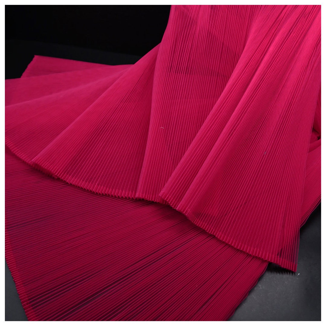 Rose Red Organ Pleated Hard Mesh Fabric Plisse Fabric Accordion ...