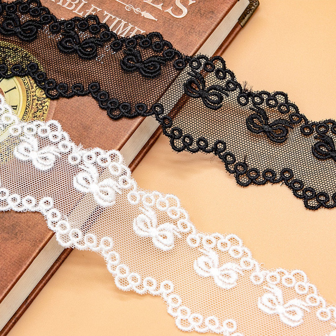 Dentelle Trim 15 yard Ivory Black Gauze Mesh Tulle Bow Rayonne Ruban ...