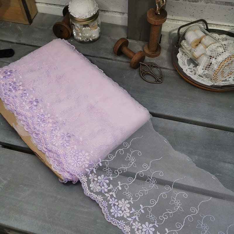 Tulle Lace Trim 5 Meter Light Purple Gauze Mesh Embroidery - Etsy