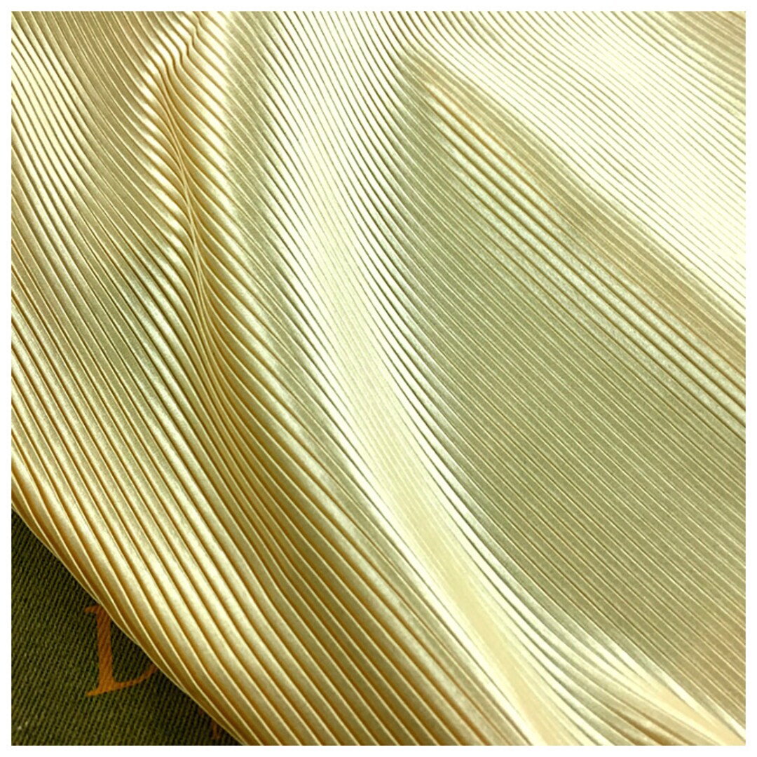 2 Meters Apricot Satin Pleated Fabric Line Texture Fine Stripe ...
